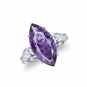 Jupiter Natural Gemstone Marquise Ring - 925 Sterling Silver Rhodium Plated Genuine Gemstone Women Ring, Glamour Natural Gemstone Birthstone Rings Jewelry Gifts for Valentine's Day, Mother's Day,
