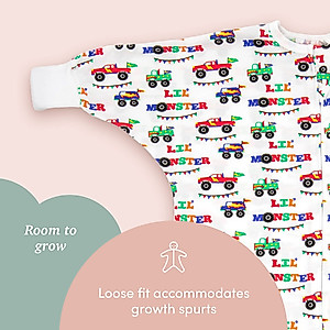 SleepingBaby - Flying Squirrel Wearable Blanket with No-Slip Cuffs for Toddlers - Comfortable Sleepwear - Monster Trucks - 2-3T