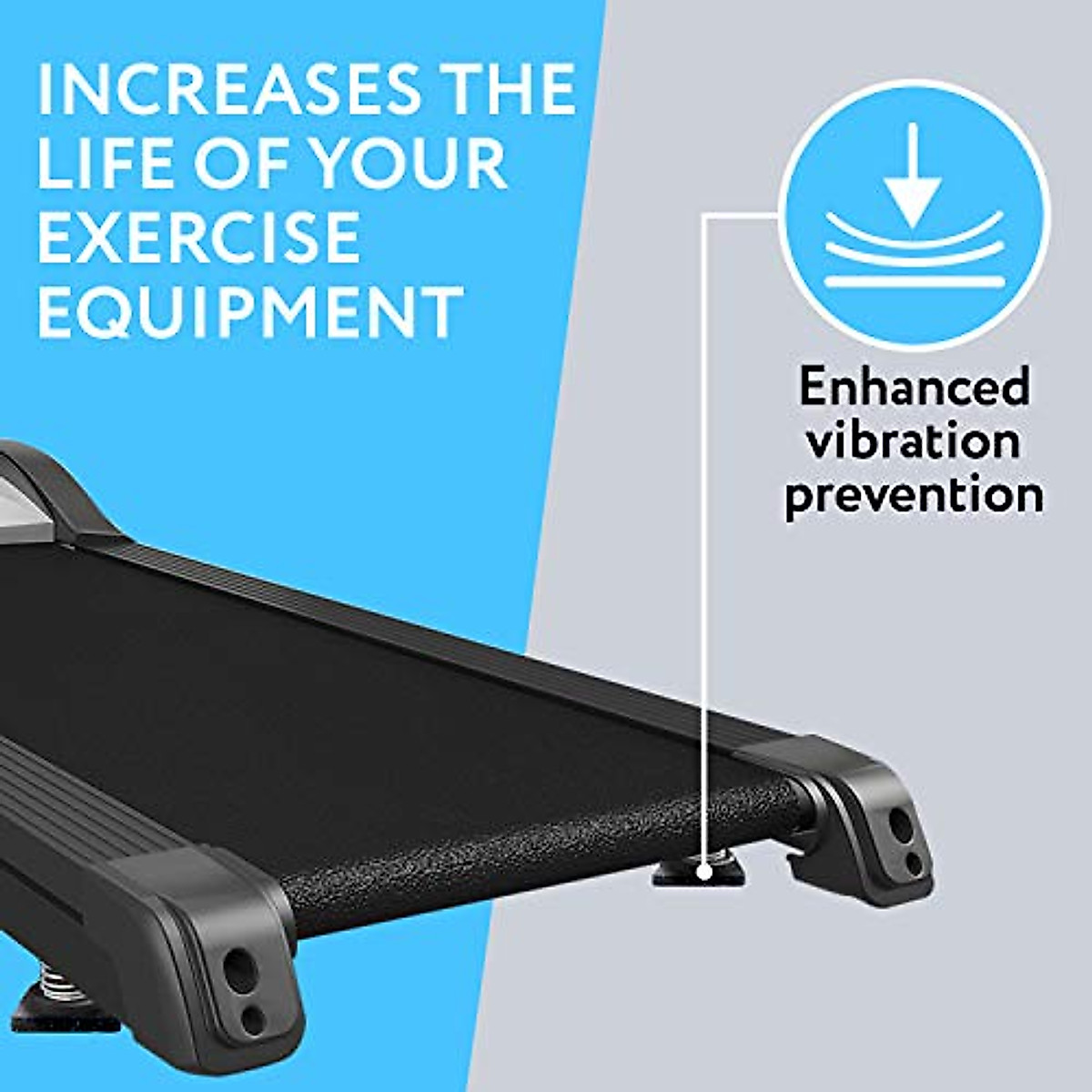 [6 Pack] Exercise Equipment Mat 4" x 4" x 0.5" Pads - Treadmill Mat for Carpet Protection - Protective Anti-Slip Treadmill Pad for Hardwood Floors & Carpets - Home Gym Accessories - Protect Floors