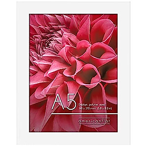 Americanflat A5 Picture Frame in White - Composite Wood with Shatter Resistant Glass - Horizontal and Vertical Formats for Wall and Tabletop - 5.8 x 8.3 in
