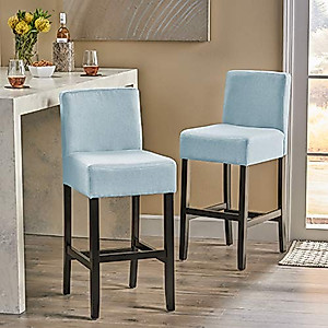 Christopher Knight Home Lopez Fabric Barstools, 2-Pcs Set, Light Blue