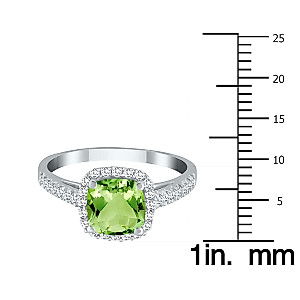 Peridot and Diamond Ring in 10K White Gold