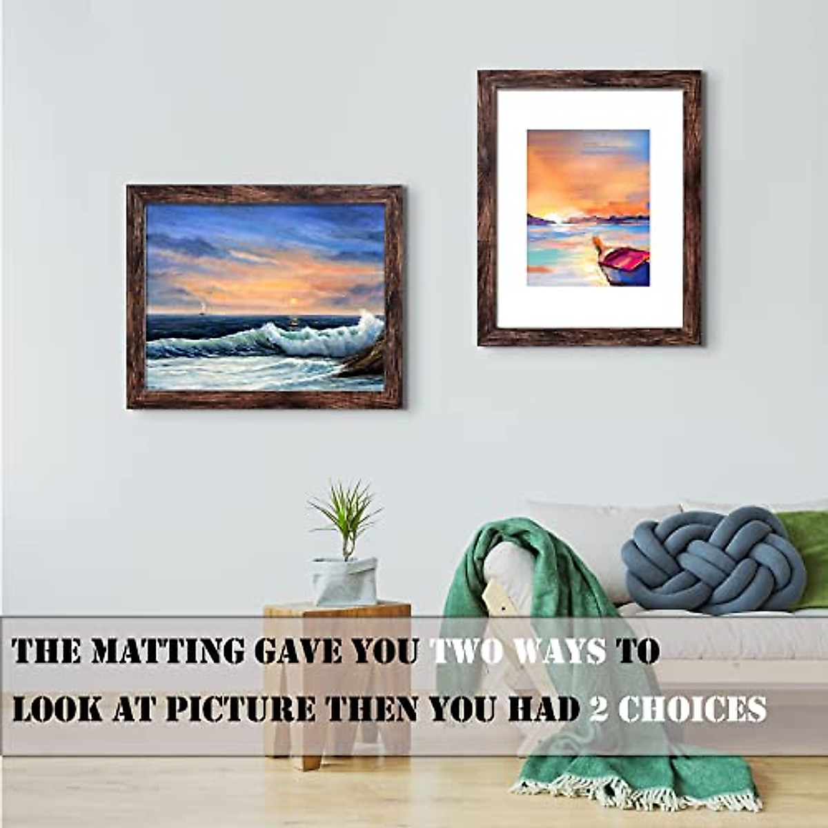 LUCKYLIFE 16x20 Frames, 16x20 Picture Frame for Wall, Display Pictures 11x14 with Mat or 16x20 without Mat, Pack of 2, Rustic Brown