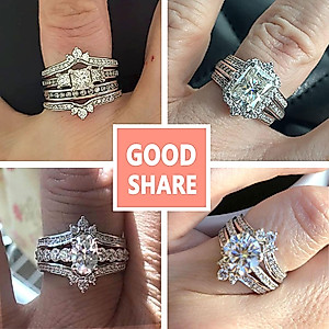 SHELOVES Crown Wedding Ring Guard Enhancers Round Cubic Zirconia 925 Sterling Silver Stack Wrap for Women Sz 7.5