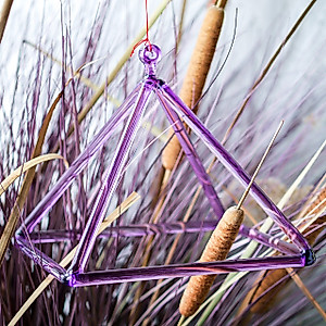 Joysense Purple Quartz Crystal Singing Pyramid 10 inch With Crystal Singing Bowl Striker and Carrying Case