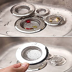 Drain Hair Catcher,Drain Stoper,Shower Drain Cover for Bathtub, Kitchen Sink Strainer, Stainless Steel Bathroom Sink, Drain Stopper with (4 PCS,Black,2.1 in to 4.5 in)