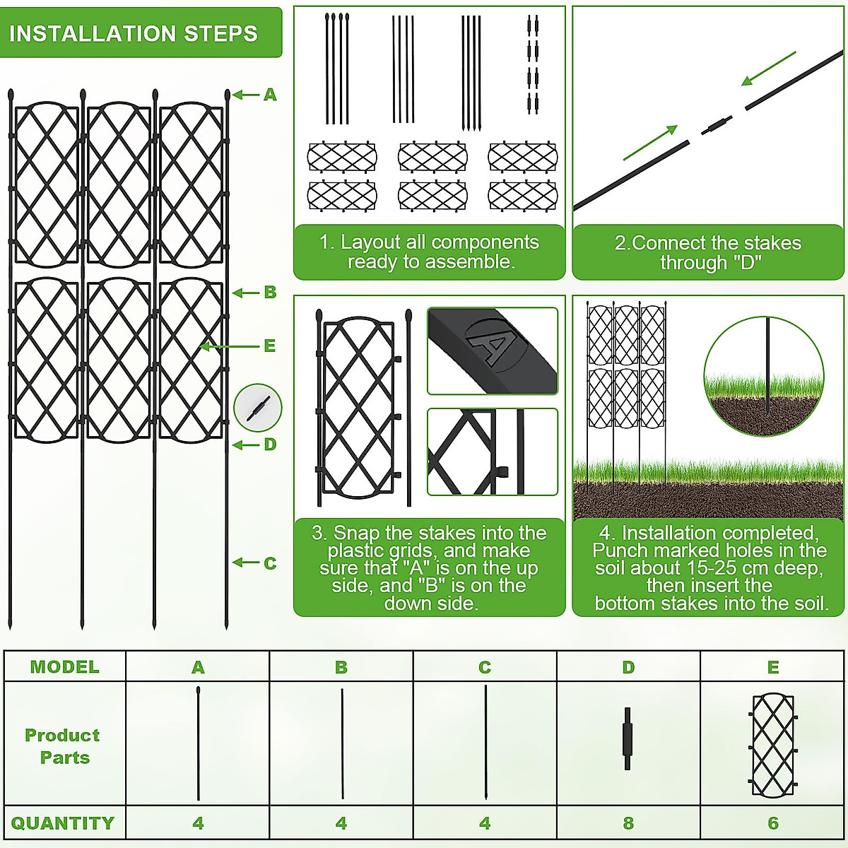 Garden Trellis for Climbing Plants, Deaunbr Plant Support Obelisk Trellis Garden Trellises for Vines, Flowers Stands, Raised Bed, Outdoor & Indoor Potted Plants, Tomato, Rose, Cucumber, Pea, Clematis
