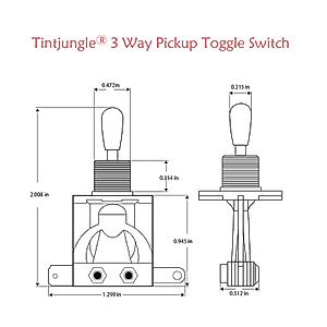 TintJungle 3 Way Short Straight Guitar Toggle Switch Pickup Selector with Tip Knob Caps Compatible with Gibson Toggle Les Paul Electric Guitars(Chrome Tip)
