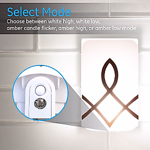 GE SleepLite LED Amber Night Light, Hi/Low Dimmable, Dusk-to-Dawn, Melatonin, Natural Sleep Aid, Ideal for Bedroom, Nursery, Bathroom, 46453, 2 Pack, Oil-Rubbed Bronze | Candle Glow