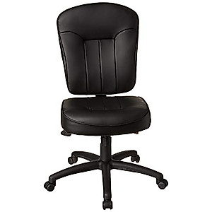 Boss Office Products Leather Adjustable Task Chair Without Arms, Black, B563