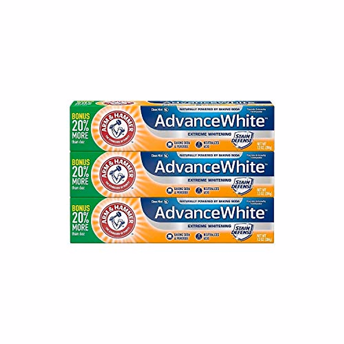 Arm And Hammer Advance White Tube, 3 Count