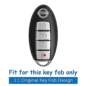 Silicone Key Fob Cover Remote Keyless Case Protector Compatible with Nissan 350Z 370Z Altima Armada GT-R Maxima Murano Pathfinder Rogue Select Sentra Titan Versa Note Xterra (4 Buttons Black with Red)