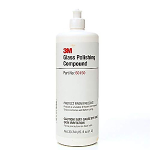 3M Glass Polishing Compound with Cerium Oxide Mineral, Defect Repair and Glass Scratch removal one step Glass Polish, Permanently Removes Fine Scratches, Swirl Marks, Water Spots, 60150, 1 Liter, 051111610091