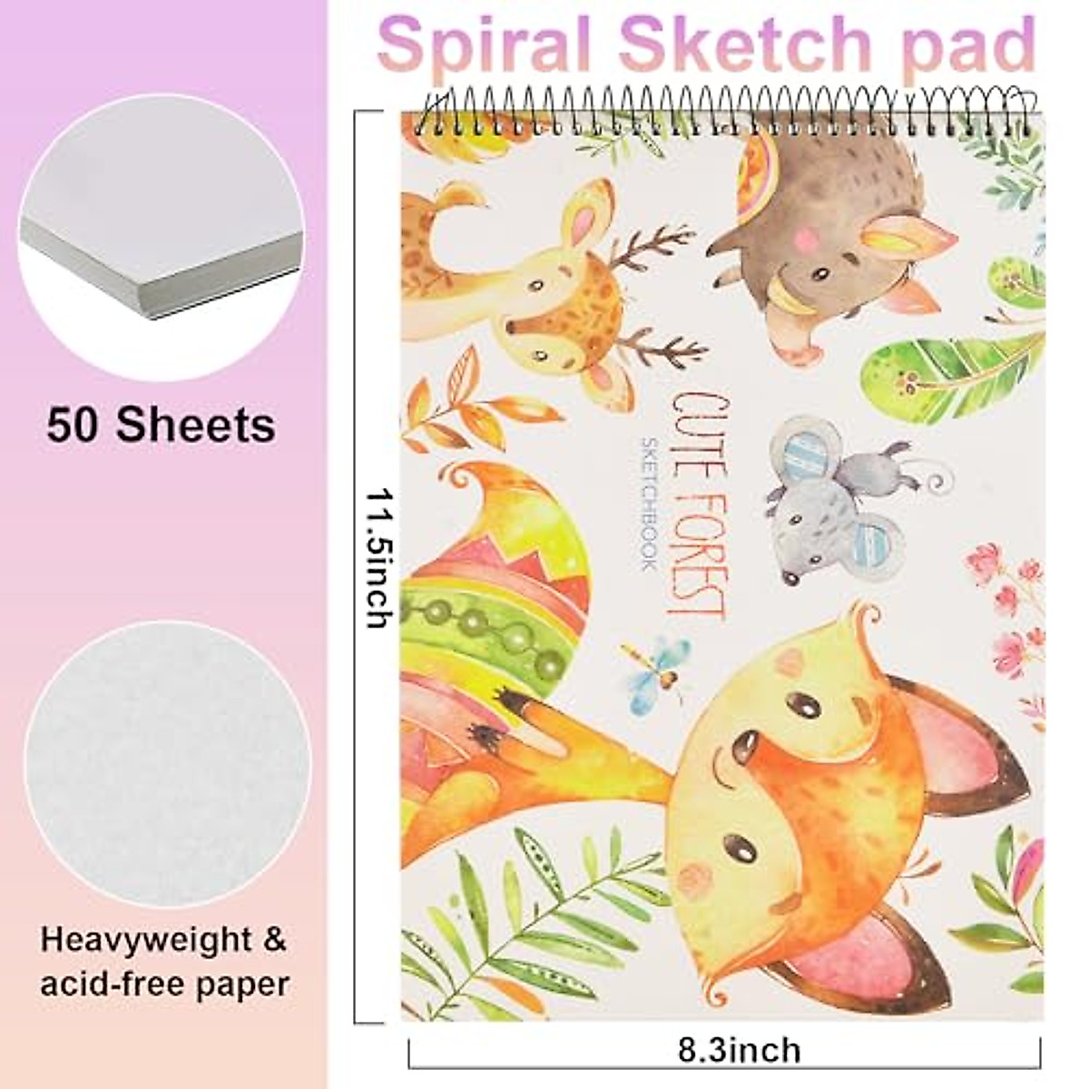 MEMX Sketch Book for Kids, 8”X11.5” 100 Pages(110gsm), Spiral Bound Artist Sketch Pad, Durable Acid Free Sketchbook for Painting, Sketching or Doodling, Best Gifts for Drawing Boys and Girls, White