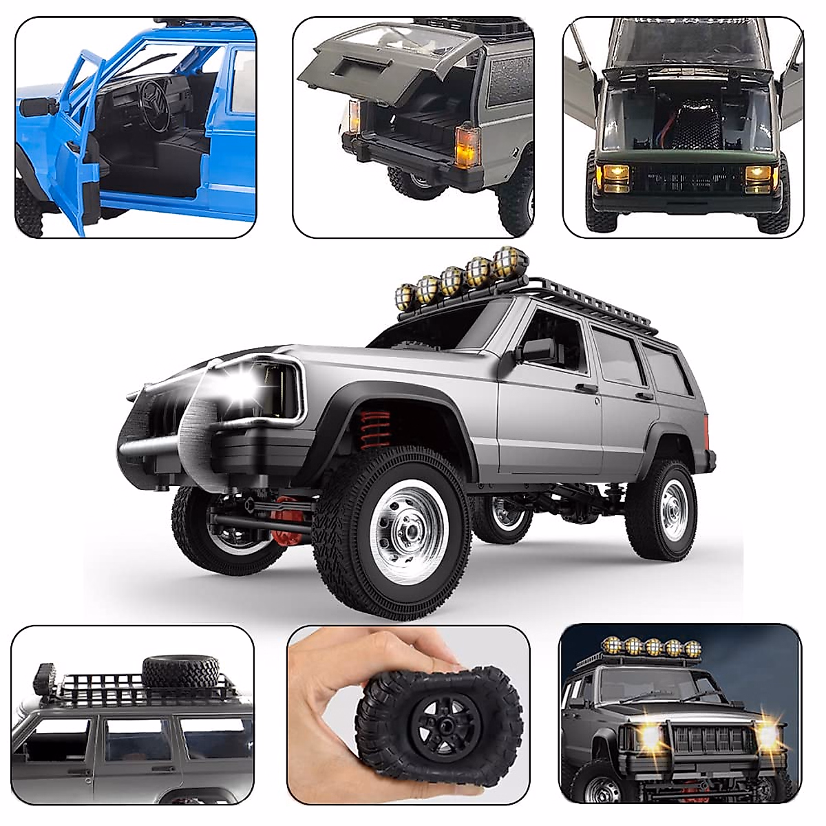 The perseids RC Car Remote Control Truck RC Rock Crawler 1:12 2.4G 4WD Off-Road High-Speed Vehicle Minitary Truck Electric Hobby Grade RTR Toy for Kids Over 14 and Adults (MN-99S(Gray))