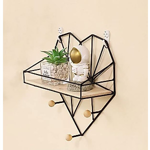 TJLSS Simple Geometric Heart Shape Floating Shelf Iron Home Living Room Wall Hanging Art Decoration Accessories Set