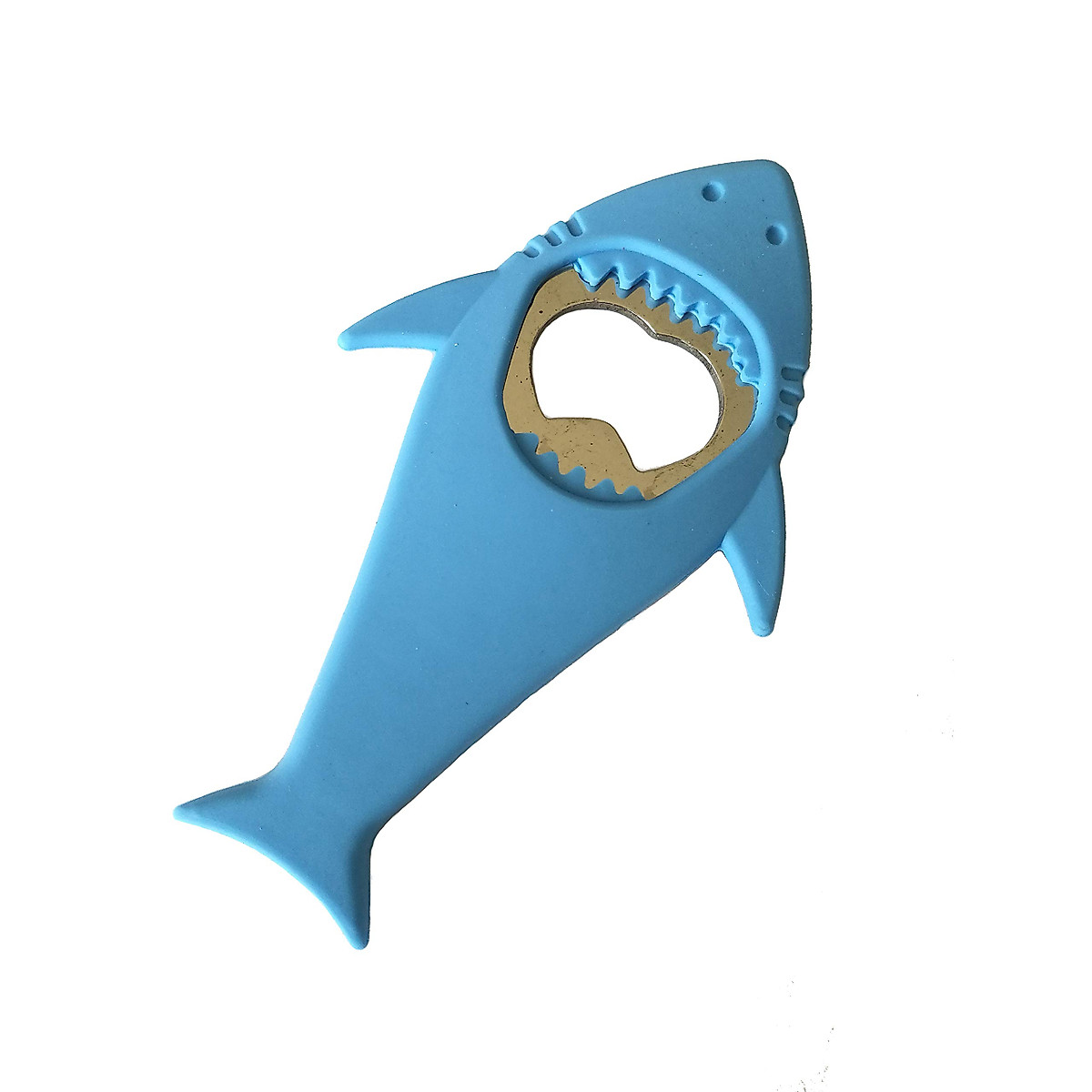 L & H Household Cool Shark bottle Opener Silicone Stainless Steel Beer Bottle Opener Shark Refrigerator Magnet 4.8" x 2.7 (Blue, 1)