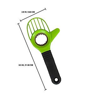 Simply Served Avocado Slicing and Storage Set, 3-in-1 Avocado Slicing Tool, Split, Pit, and Slice Avocados Safely and Effectively, Store Avocados and Reduce Browning, Green