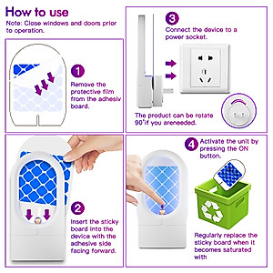 Flying Insect Trap 20PCS Glue Boards - Mosquito Killer Indoor - Gnat, Moth, Fruit Flies, Fly Traps - Attractant Catcher with UV LED Light Bug Zapper for Indoors, Home, Office - 2 PCS wacieo