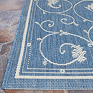 Couristan Recife Veranda Indoor/Outdoor Rug Champagne/Blue, 2'3" x 7'10" RUNNER