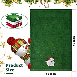 Portin Christmas Decorative Kitchen Towel Hand Towels Dish Towel Set Highly Absorbent 12" x 18" Gift-Christmas, 3 Pack (Red, White, Green)