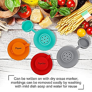 Sophico Small Salt and Pepper Shakers Set with Moisture Proof Sinlicone Lids, 4.5oz Mini Spice Shaker to go for Camping Travel Picnic Lunch Boxes (Mint & Grey, Small & Medium)