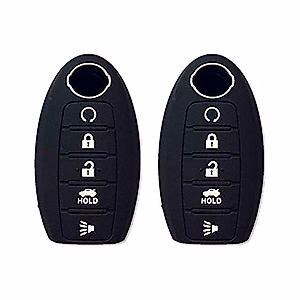 Autobase Silicone Key Fob Cover for Nissan Rogue Murano Armada Maxima Altima Sedan Pathfinder Infiniti JX35 Q50 Q60 QX56 QX60 QX80 | Car Accessory | Key Protection Case 2 Pcs (Black)