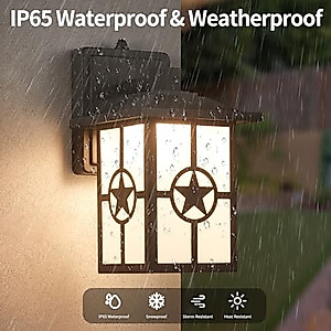 Yisuro Dusk to Dawn Porch Lights Outdoor, Bulb Included, Exterior Lighting Fixtures, Black Wall Sconce Waterproof, Star Outdoor Outside Lighting for Porch House Garage（1 Pack）