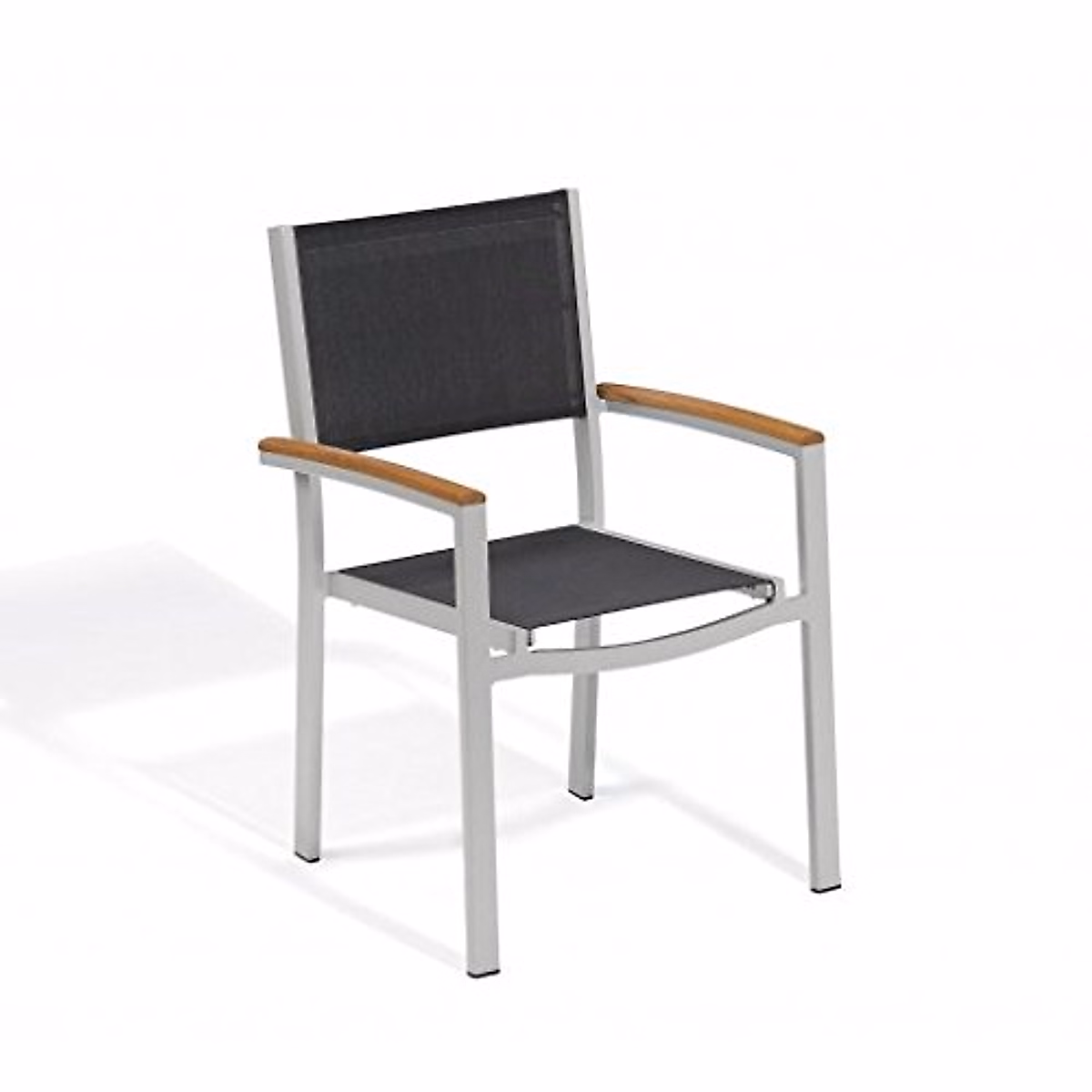 Oxford Garden 6 Piece Travira Powder Coated Aluminum with Natural Tekwood & Black Sling Seats Dining Set