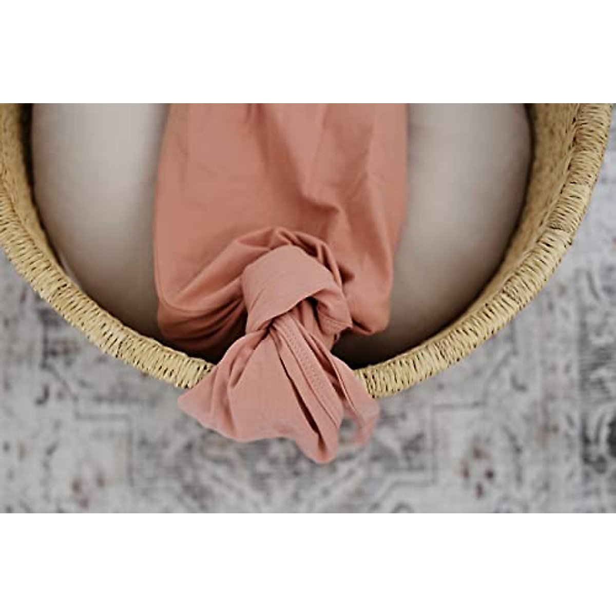 Marlowe & Co Organic Cotton Knotted Newborn Baby Gown, Soft Sleeper Gown for Baby Boy and Girl (Dusty Rose, 0-3 Months)