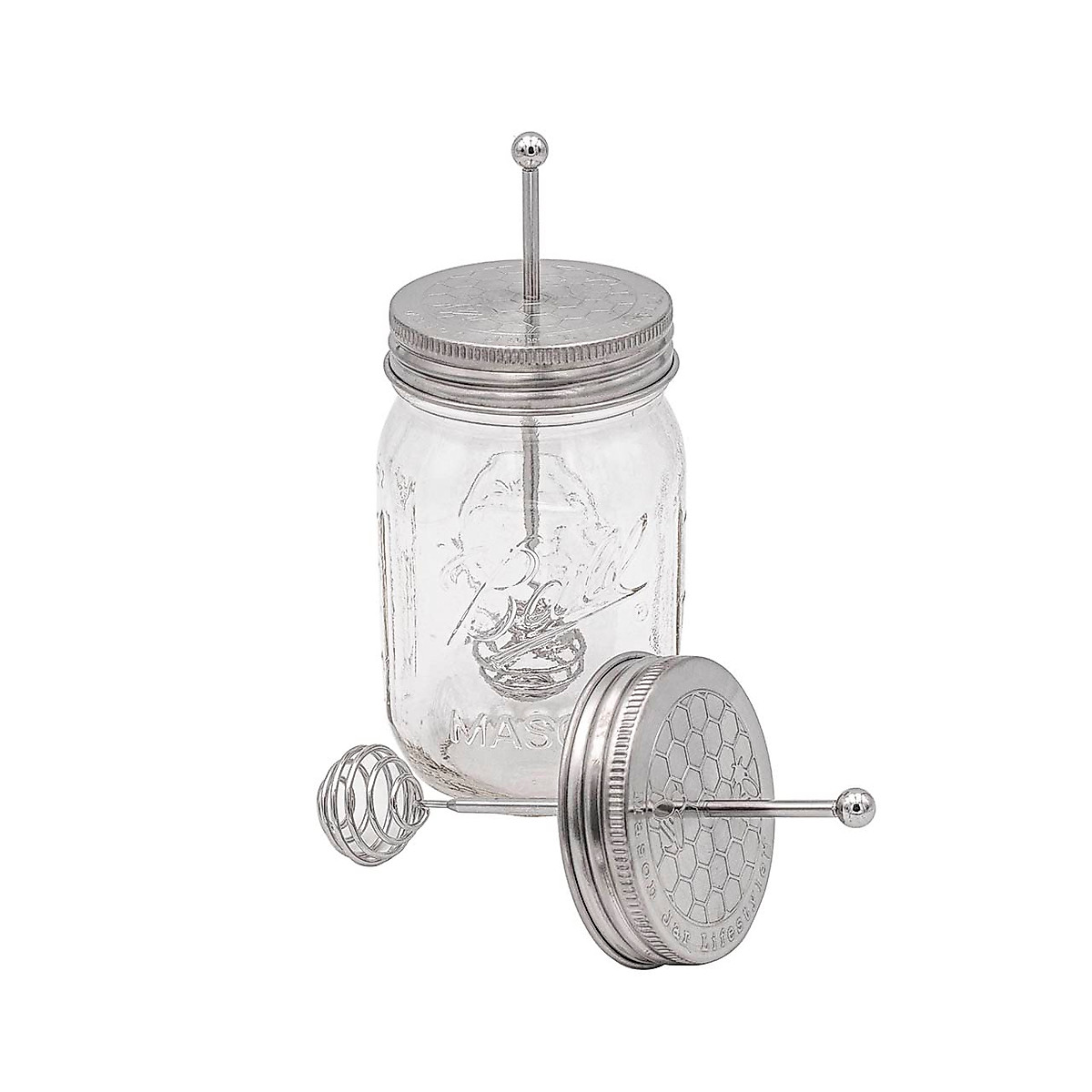 Stainless Steel Honey Dipper by Mason Jar Lifestyle (Regular Mouth)