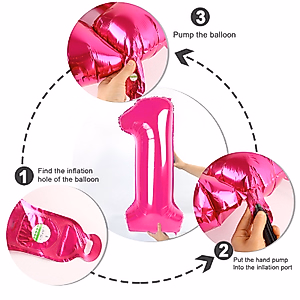 1 Balloon Number 40 Inch Hot Pink Party Decorations, One Balloon 1st Birthday, Huge Giant Balloons Foil Mylar Number Balloons For Wedding, Bridal Shower
