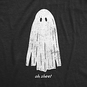 Mens Oh Sheet T Shirt Funny Spooky Halloween Party Ghost Bedsheet Joke Tee for Guys Funny T Shirts Halloween Apparel for Men Novelty Tees for Guys Black - XL