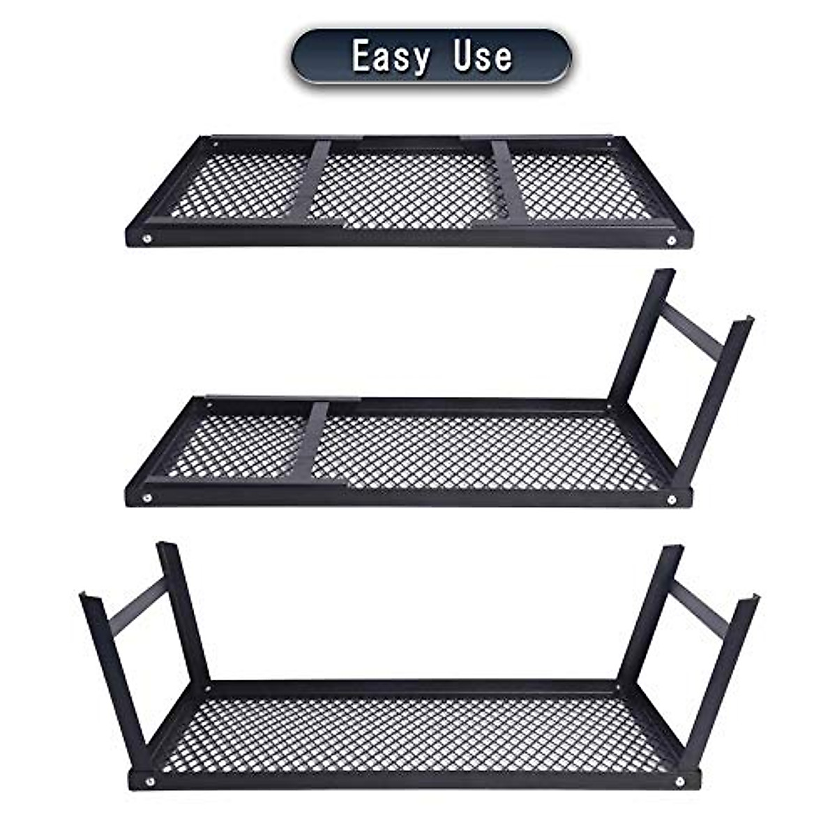 Hikeman Folding Campfire Grill Heavy Duty Camping Cooking Grate Over Fire Pit,Portable Outdoor Camp Grill Rack for Picnic BBQ Frying (55cm x 30cm)