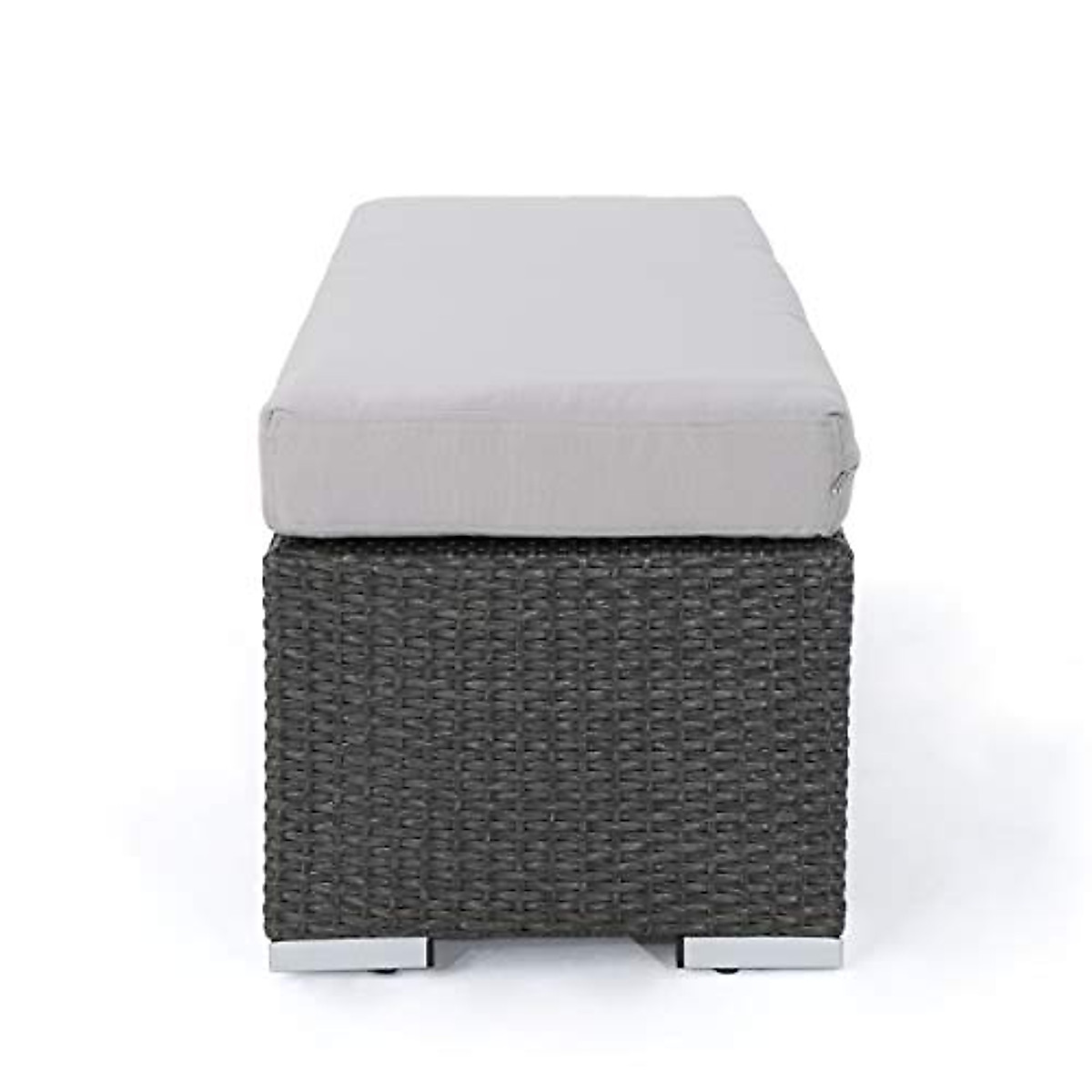Christopher Knight Home Santa Rosa Outdoor Wicker Bench with Water Resistant Cushion, Grey / Silver