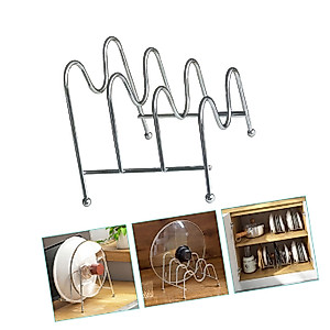 STOBAZA Dish Drainer Rack Tabletop Organizer Three Layer Pot Lid Rack Desktop Iron Wire Cutting Board Rack Mug Stand Household Pan Cover Rack