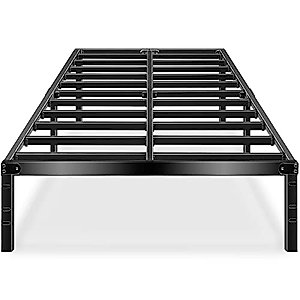 HAAGEEP Black Queen Bed Frame Metal No Box Spring Needed 14 Inch Platform Heavy Duty Beds Frames with Storage, BQ