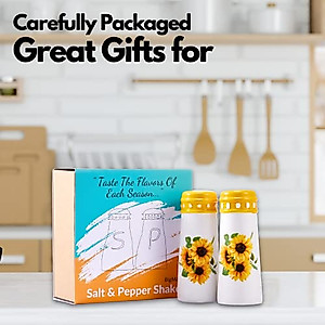 Sunflower Salt And Pepper Shakers - Farmhouse Cute Salt Pepper Shaker Set For Kitchen Table, Sunflower Kitchen Decor Accessories - Large Seasoning Shakers Bottle Set, Unique Collectable Gifts