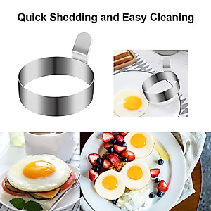 Egg Ring, Stainless Steel Omelet Mold Non Stick Pancake Ring Mold for Frying Egg, Egg Circles for Griddle (2 Sizes, 4 Pack)