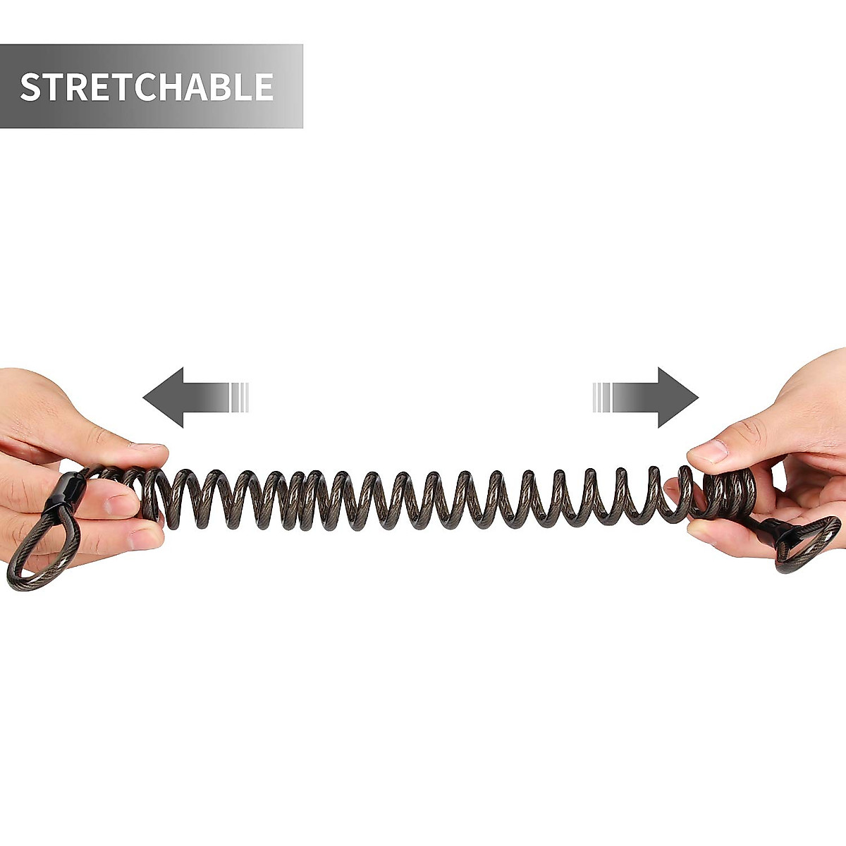 LORADAR 2Pack Retractable Security Cable Luggage Lock Cable Safety Stainless Steel Cable Wire Double Loop Self-Coiling Cable Safety Wire 6-Foot 5.0mm Diameter (2Pack)