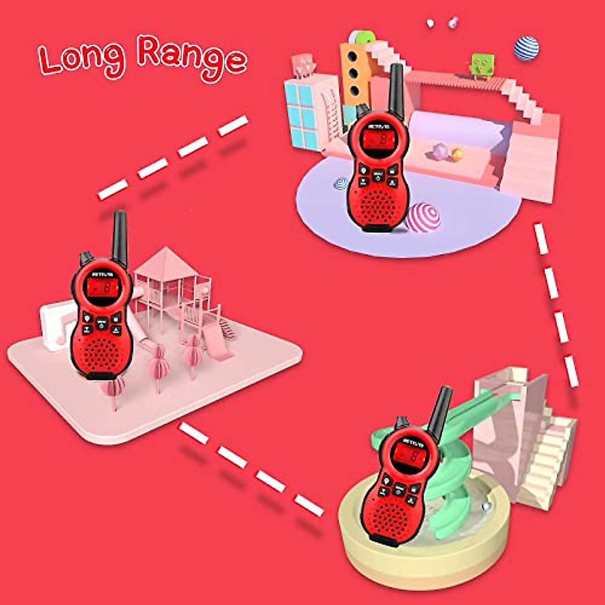 Retevis RT38 Walkie Talkies for Kids 2 Pack,Toy Walkie Talkie with 22 CH VOX USB Port Flashlight,Toy Walkie Talkie for 5-13 Boys Girls Outdoor Camping Games Indoor(Red)