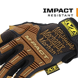 Mechanix Wear: M-Pact Durahide Leather Framer Work Gloves, Fingerless Design, Work Gloves with Impact Protection and Vibration Absorption, Safety Gloves for Men (Brown, Large)