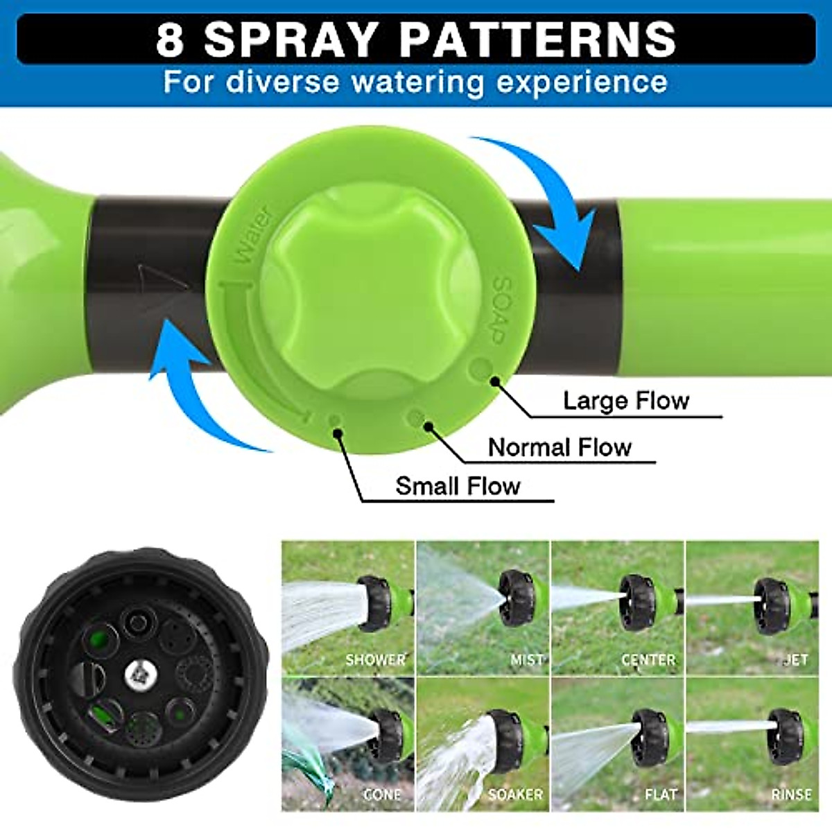 Hose Soap Sprayer Nozzle 8 Patterns, Car Wash Soap Sprayer Foam Sprayer Gun with 3.5oz/100cc Soap Dispenser Bottle, Washing Mitt, Garden Hose Nozzle Sprayer for Cleaning, Plant Watering, Showering Pet
