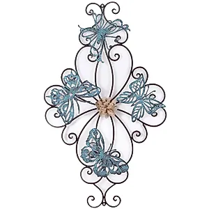 Adeco Metal Butterfly Scroll Wall Sculpture 26.5" Wall Art Decor Hang Indoor Outdoor for Home, Bedroom, Living Room, Office, Garden