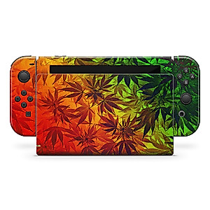 Weed Skin Decal Vinyl Sticker Compatible with Nintendo Switch Console + 1 Controller Skins Set