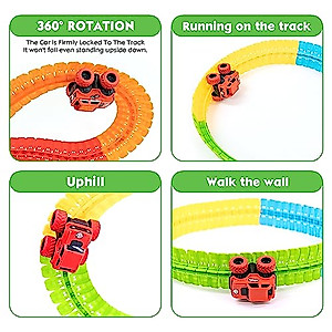 Race Track Cars for Boys Girls Kids Race Car Track with Dinosaur Toys Up Race Car Toy Cars Set Birthday Gifts for 3 4 5 6 Year Old Boys Girls 105PCS