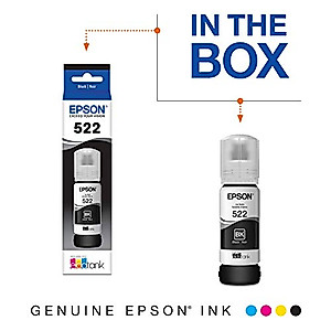 EPSON T522 EcoTank Ink Ultra-high Capacity Bottle Black (T522120-S) for select Epson EcoTank Printers