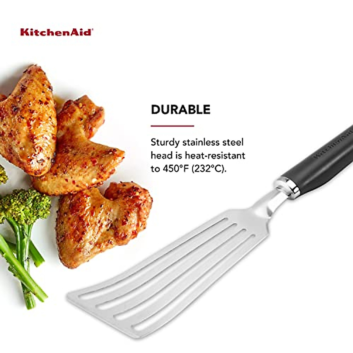 KitchenAid Gourmet Stainless Steel Flex Turner, One Size, Black
