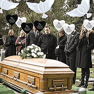 50 PCS Memorial Balloons Set with 40 PCS White and Black Memorial Balloons 8 PCS Peace Dove Balloons Pigeon Bird Balloons Funeral Remembrance Balloons 2 Rolls of Ribbons