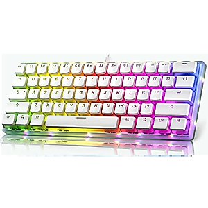 MIHIYIRY US Layout 60% Hot Swappable Mechanical Keyboard, RGB Backlit 61 Anti-ghosting Keys USB Wired Computer Keyboard Quick-Response Ergonomic Keyboard Suitable for Office and Games(Red Switch)